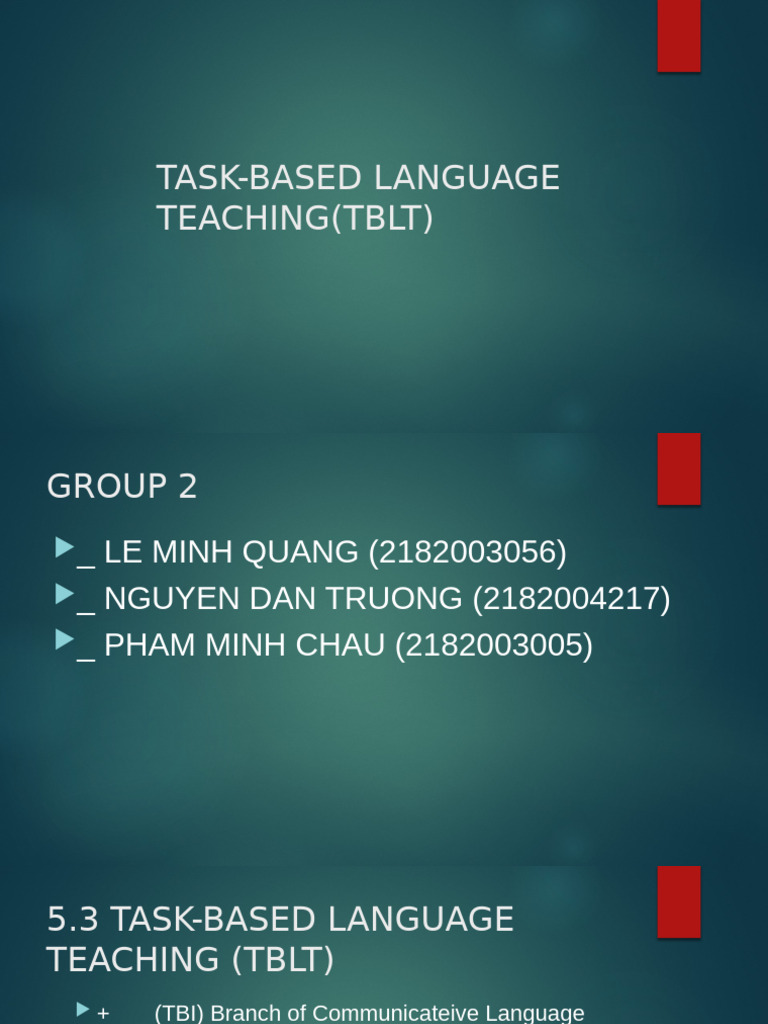Presentation About Task-Based Language Teaching | PDF