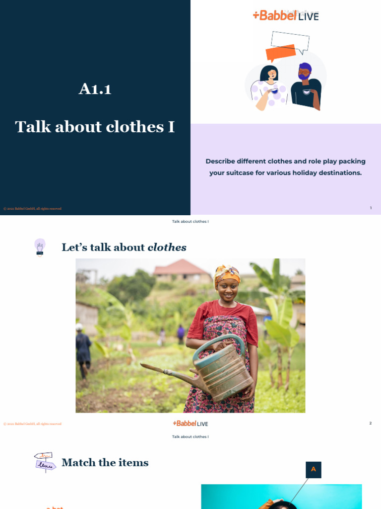 ENG - A1 - 1 - 19 Talk About Clothes | PDF | Adjective | Clothing
