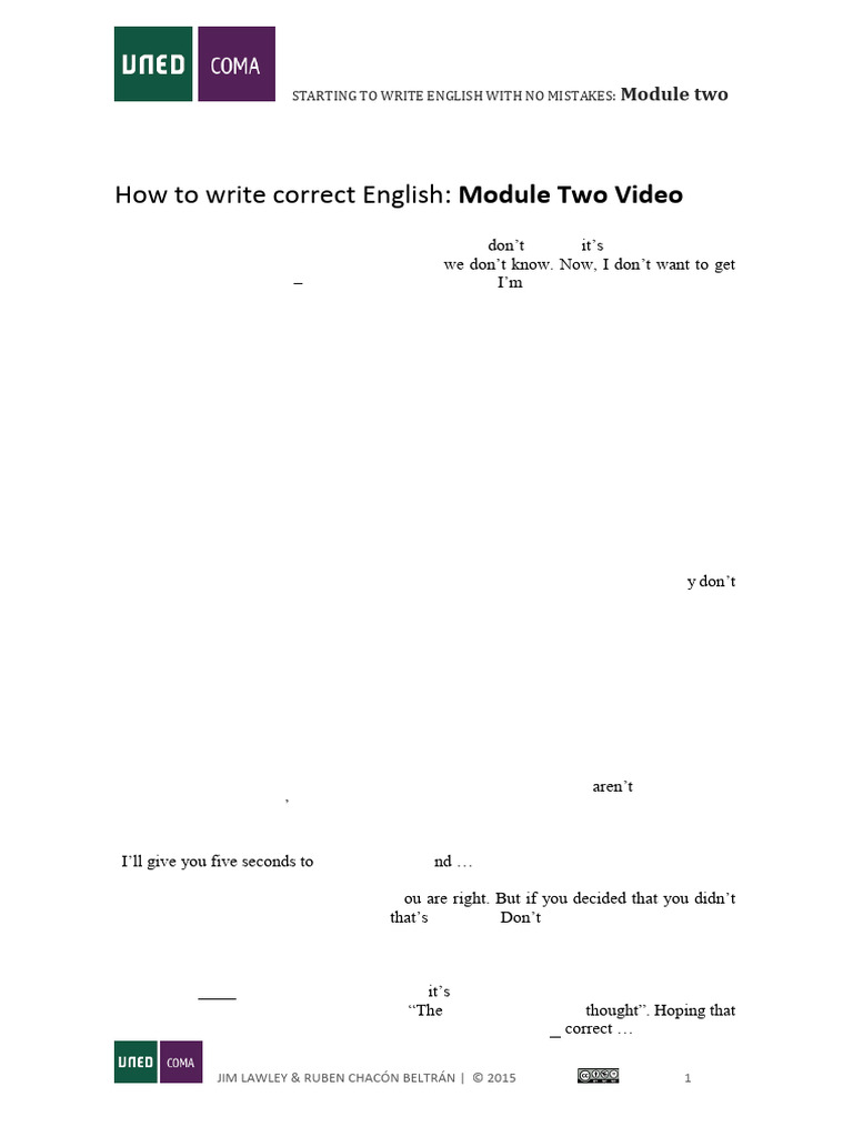 How To Write Correct English 2 1 | PDF