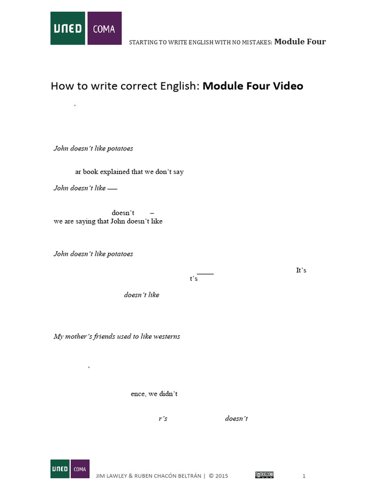 How To Write Correct English 4a 1 | PDF