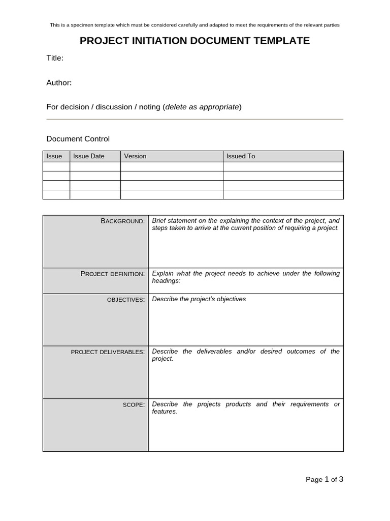 Project Initiation Document Template | PDF Project Initiation Document Template | PDF
