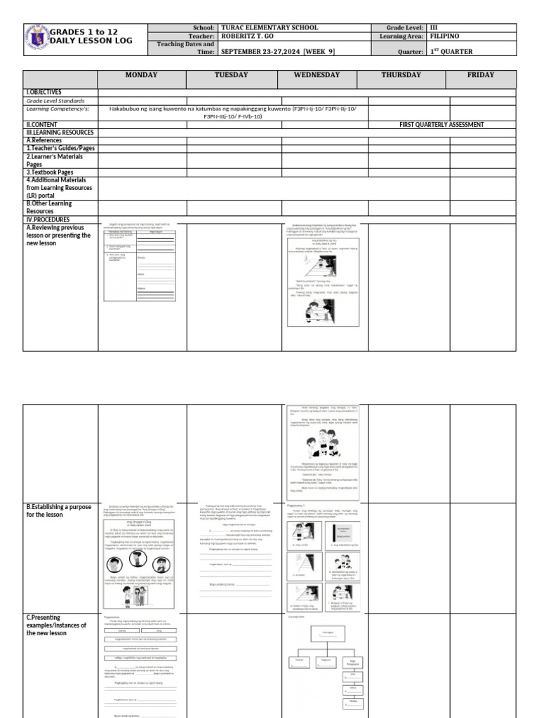 DLL Filipino-3 Q1 W9 | PDF