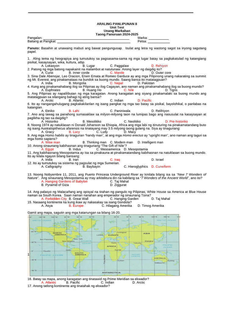 Ap8 Summative Exam Q1 | PDF