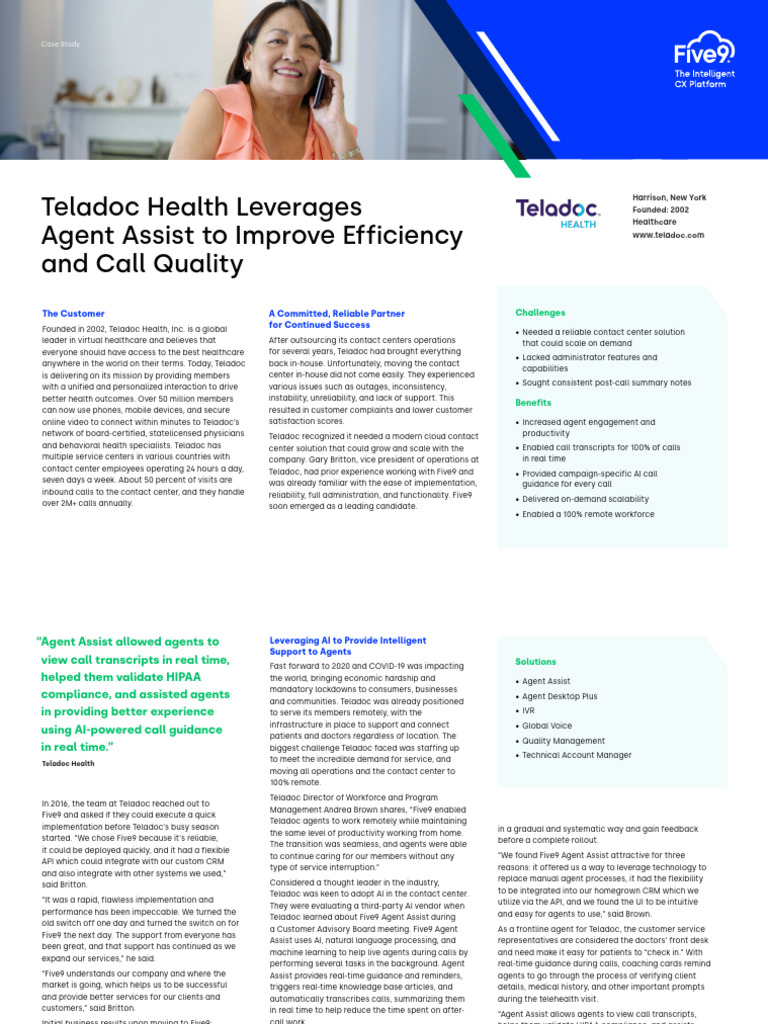 Five9 Case Study TeledocHealth r3 0 | PDF