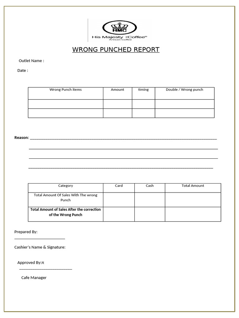 Wrong Punch Report for Cashiers | PDF | Business | Finance & Money ...