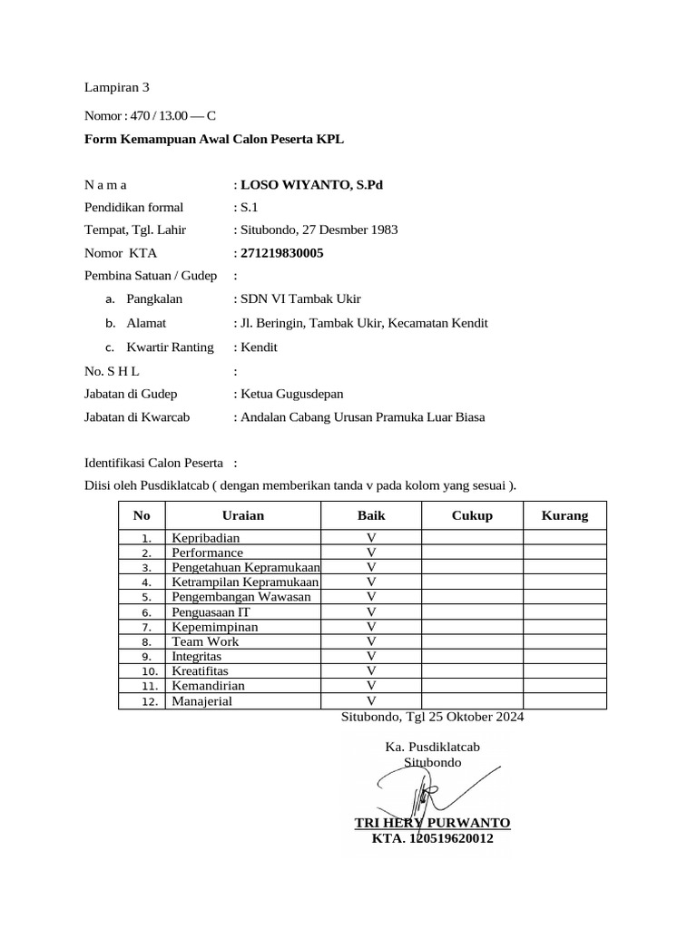 Syarat KPL 2024 | PDF