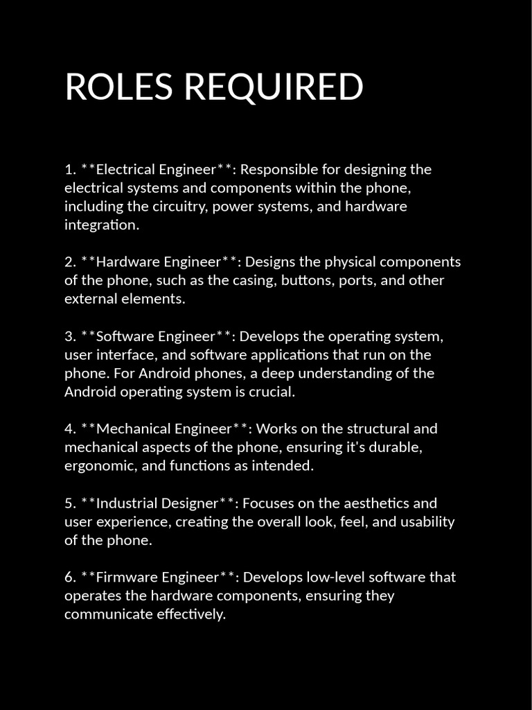 Roles Required | PDF | Android (Operating System) | Computers