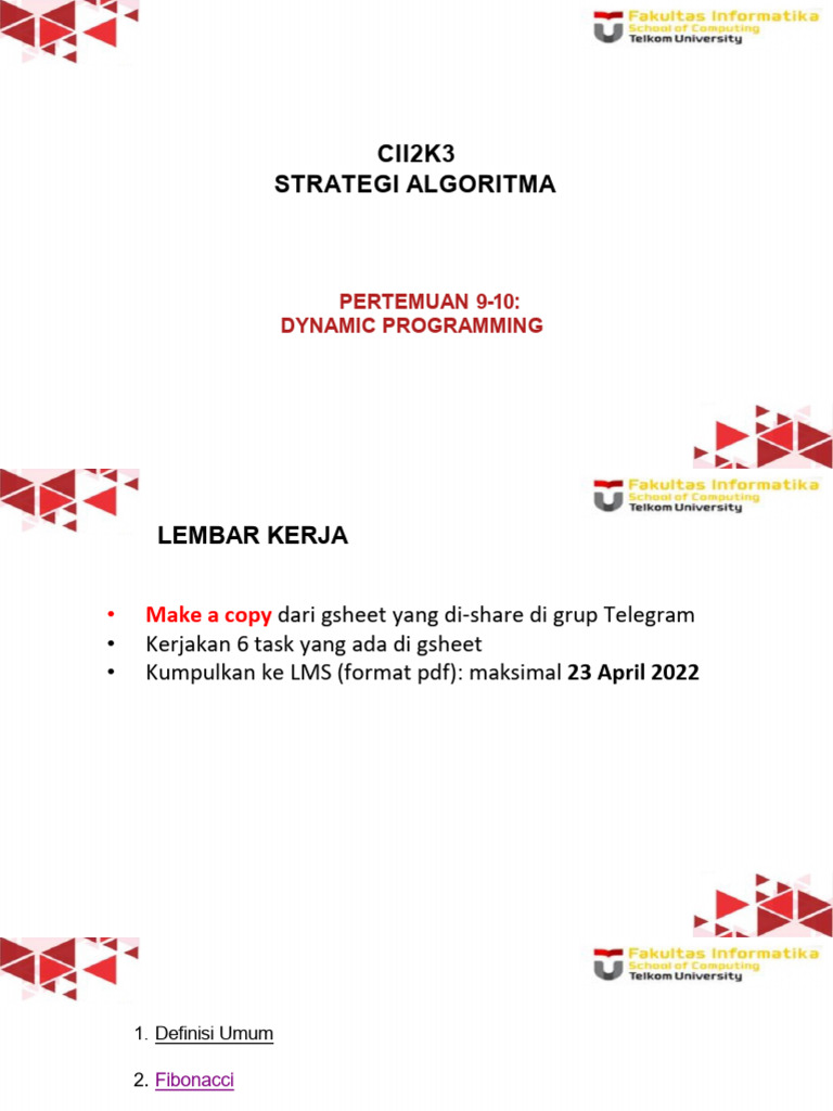 Cii2k3 Strategi Algoritma Dynamic Programming Extended Version Pdf