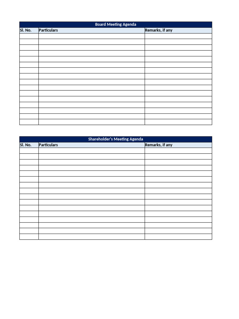 Board Meeting Agenda Tracker | PDF