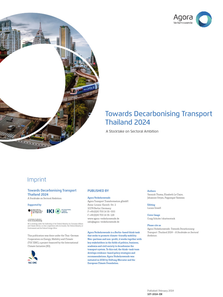 EN Towards Decarbonising Transport Thailand 2024 - A Stocktake On ...