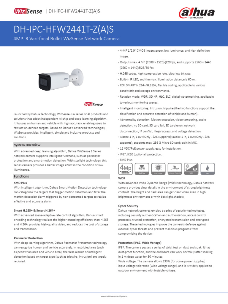 Ipc-hfw2441t-Zs s0 Datasheet 20240302 | PDF