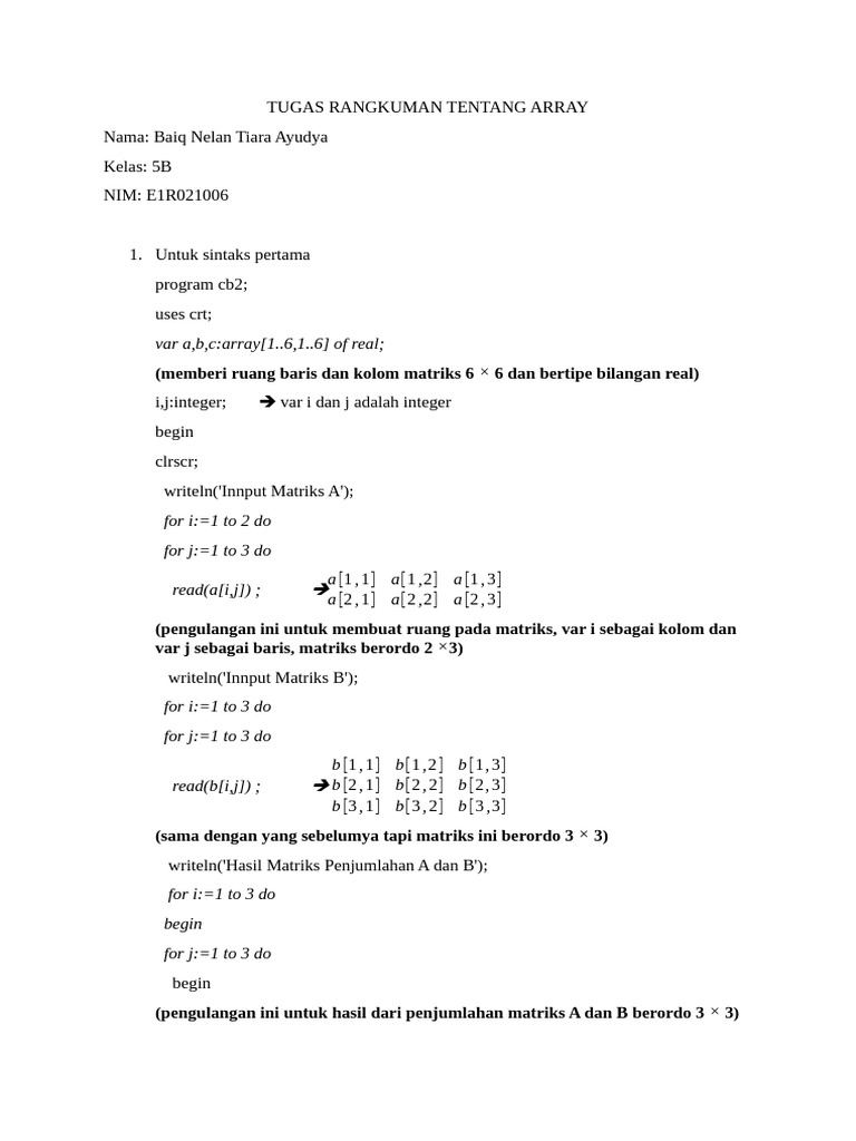 Tugas Rangkuman Tentang Array | PDF