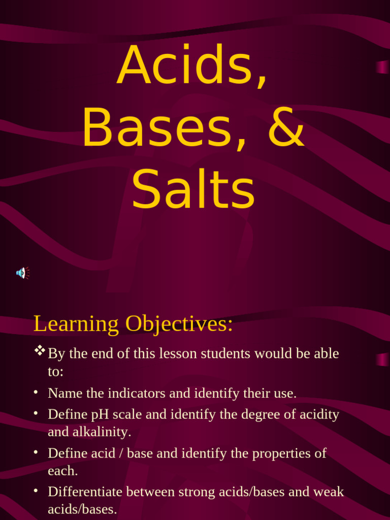 Acids, Bases, - Salts (Final) | PDF