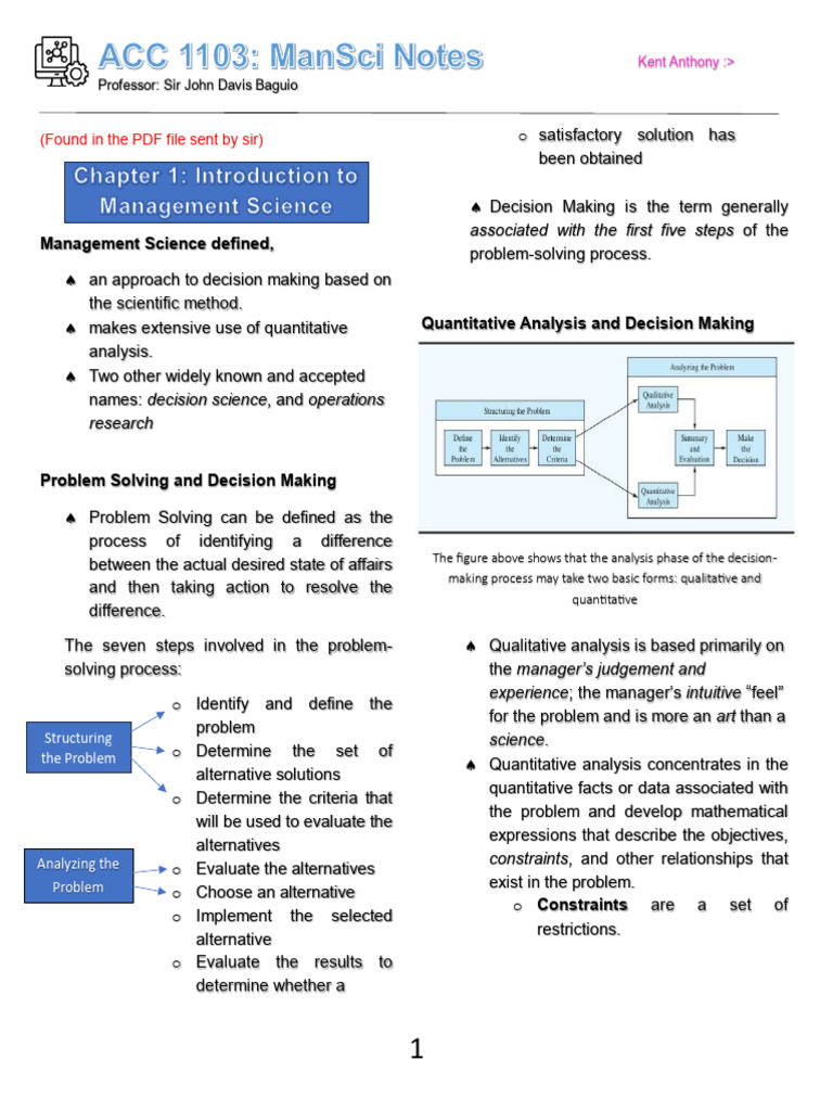 ManSci Reviewer Lesson 1 13 | PDF