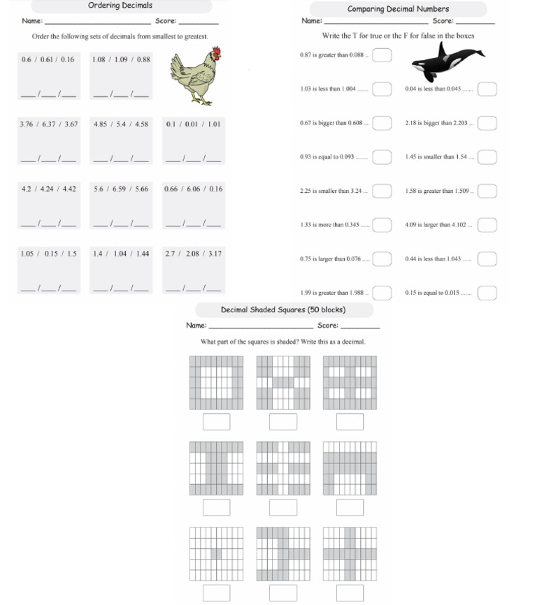 Warm Up Worksheets (Decimals) | PDF
