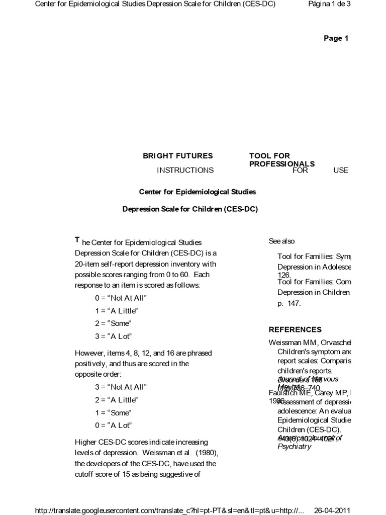 Depression Scale For Children | PDF | Major Depressive Disorder | Wellness