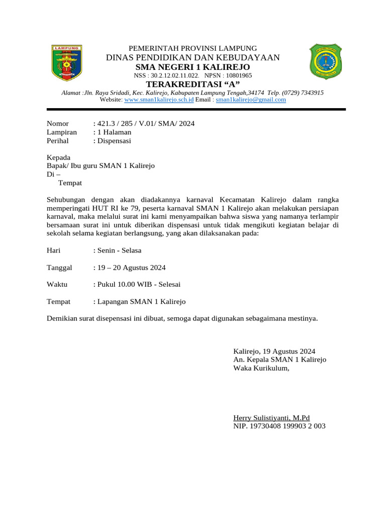 Surat Dispen | PDF