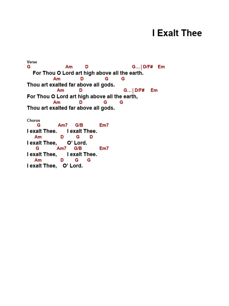 I Exalt Thee Chord G | PDF