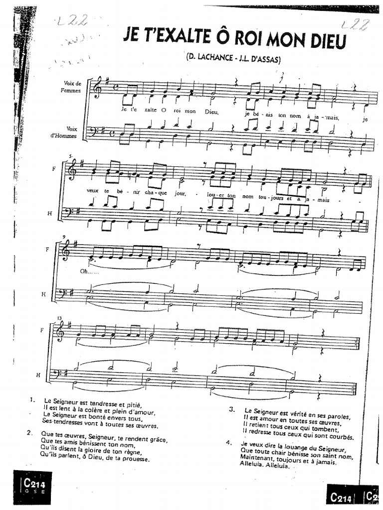 Je T'exalte Ô Roi Mon Dieu | PDF