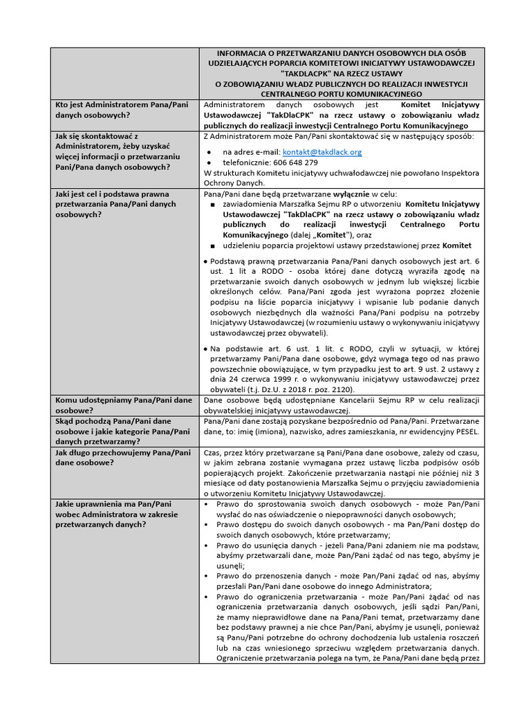 Obowiazek Informacyjny RODO | PDF