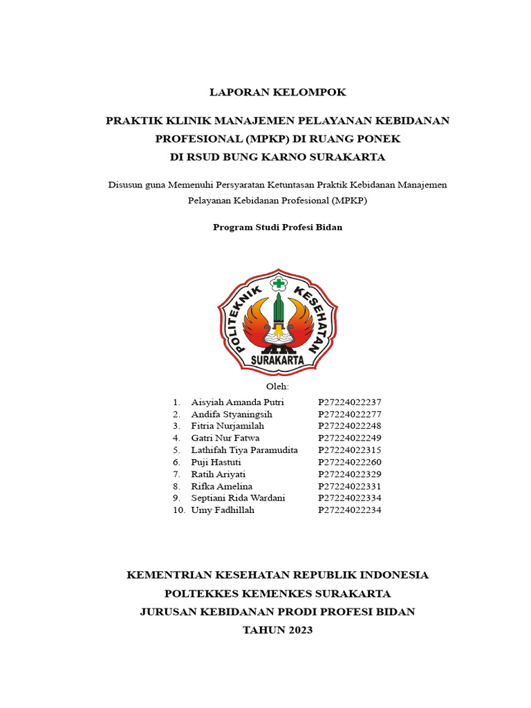 MPKP Di Ruang PONEK RSUD Bung Karno | PDF