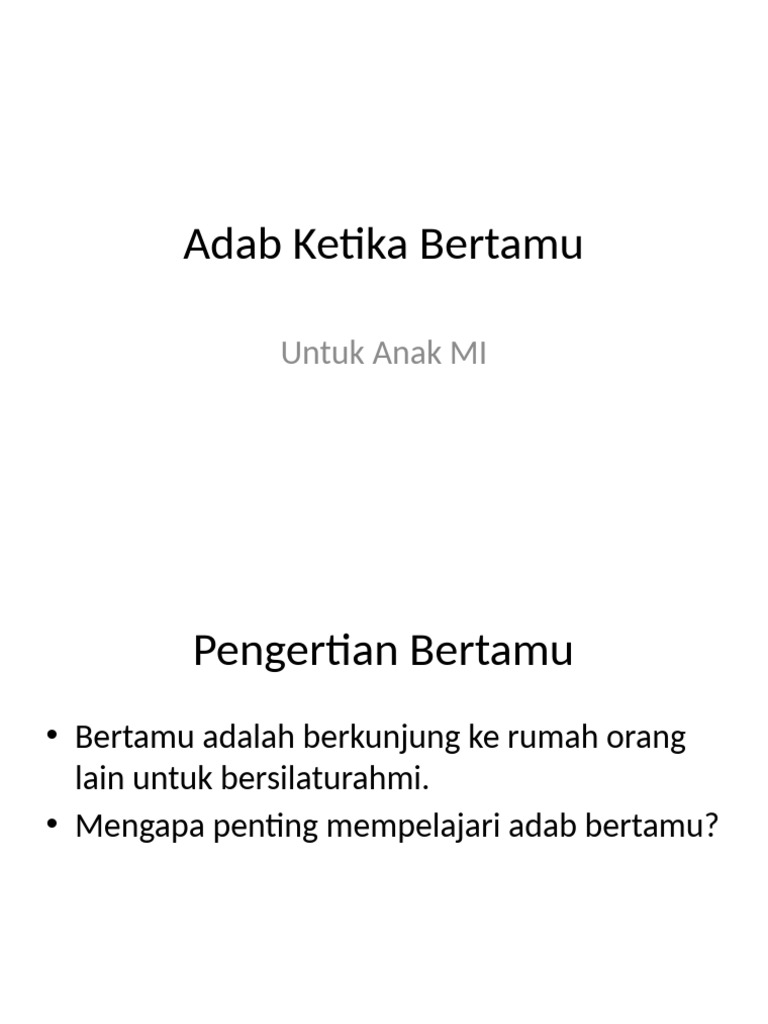 Adab Ketika Bertamu Anak MI | PDF