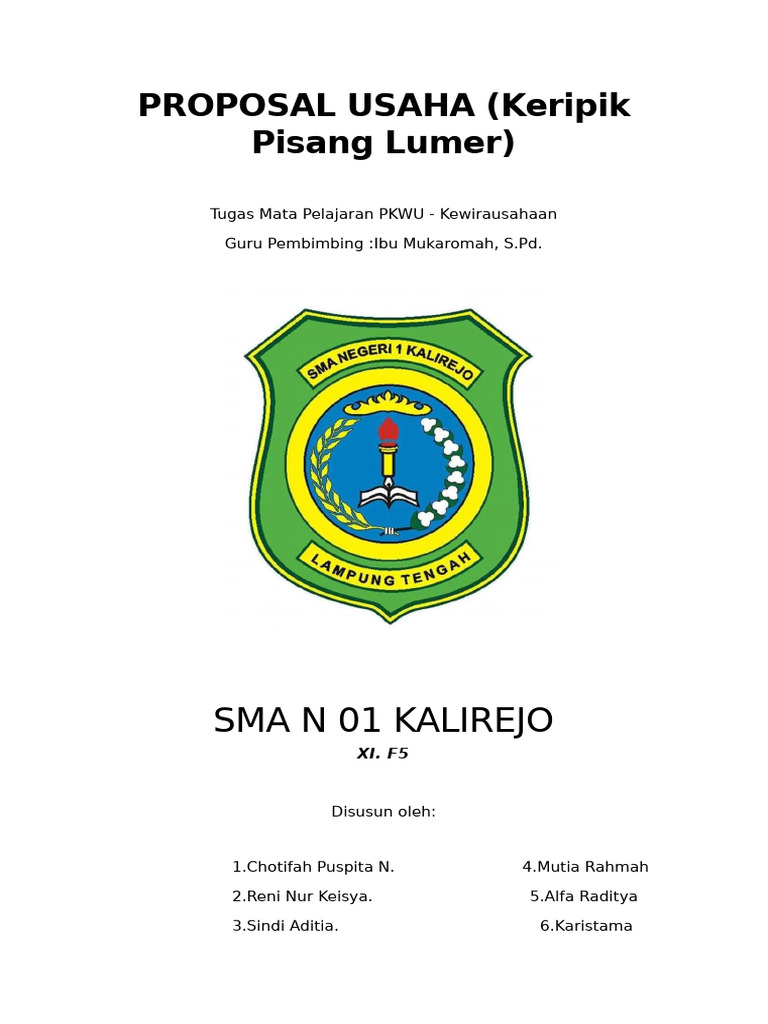 Proposal Usaha PKWU XI.F5 | PDF