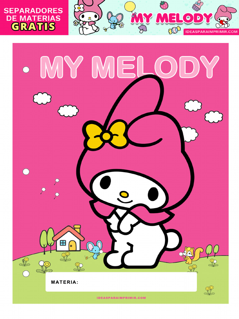 Separador de Materias para Carpeta My Melody 1 | PDF
