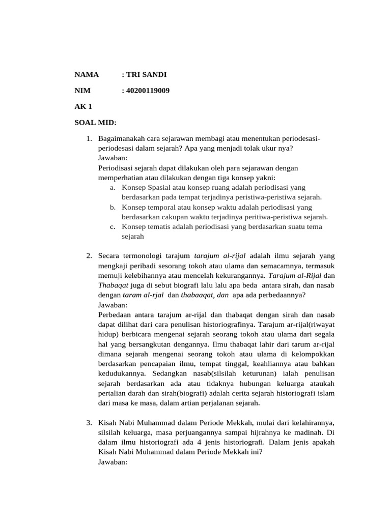 Historiografi, Tri Sandi 40200119009 | PDF