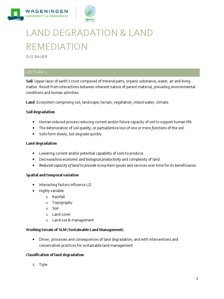 Land Degradation and Remediation | PDF