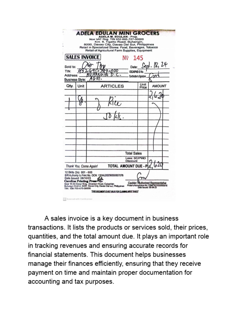 Sales Invoice FABM2 1 | PDF