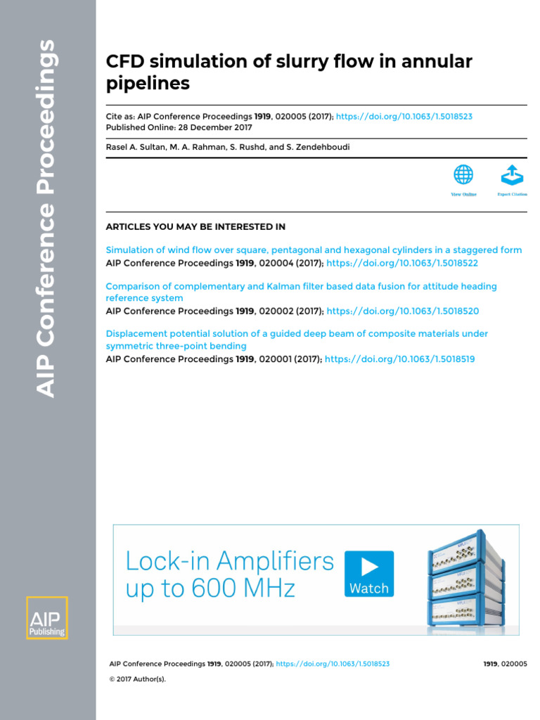 CFD Simulation of Slurry Flow in Annular | PDF | Fluid Dynamics | Navier–Stokes Equations