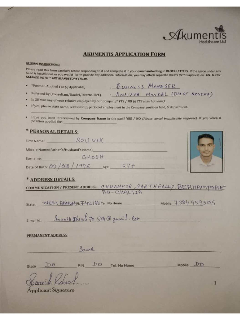 Souvik Ghosh's Joining Documents | PDF