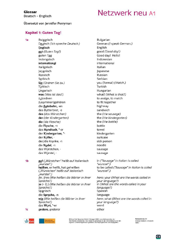 Neu A1 Glossar | PDF