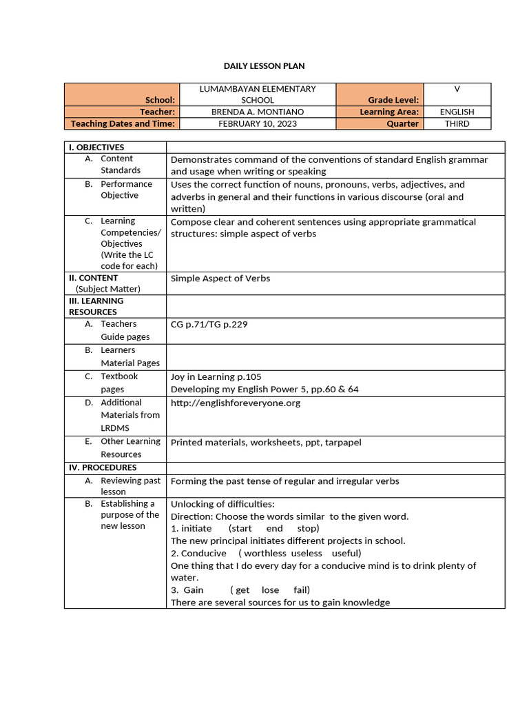 Simple Aspect of Verb Ok | PDF