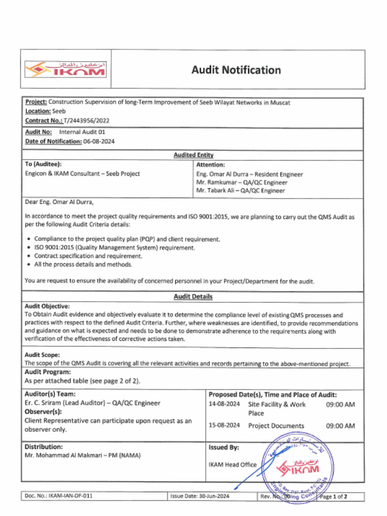 Audit Notification | PDF