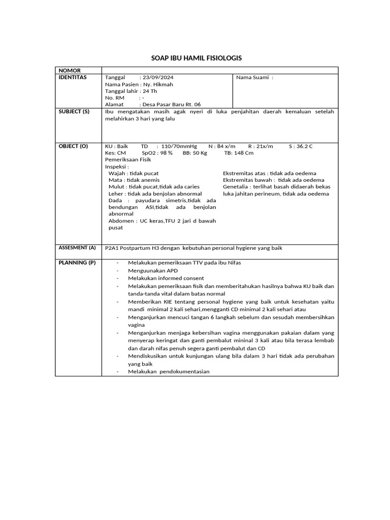 Soap Ibu Hamil Fisiologis | PDF