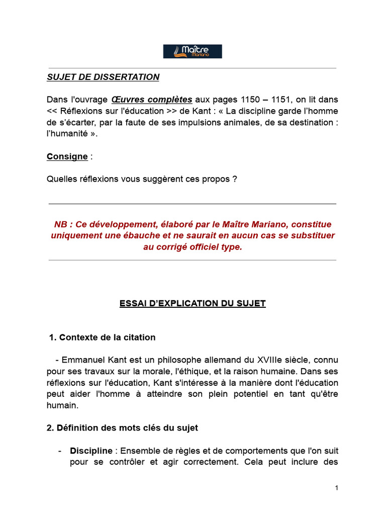 Essai Sujet de Dissertation | PDF