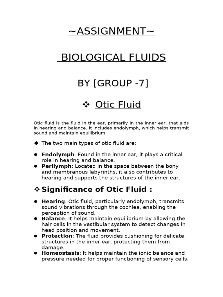 Otic Fluid | PDF