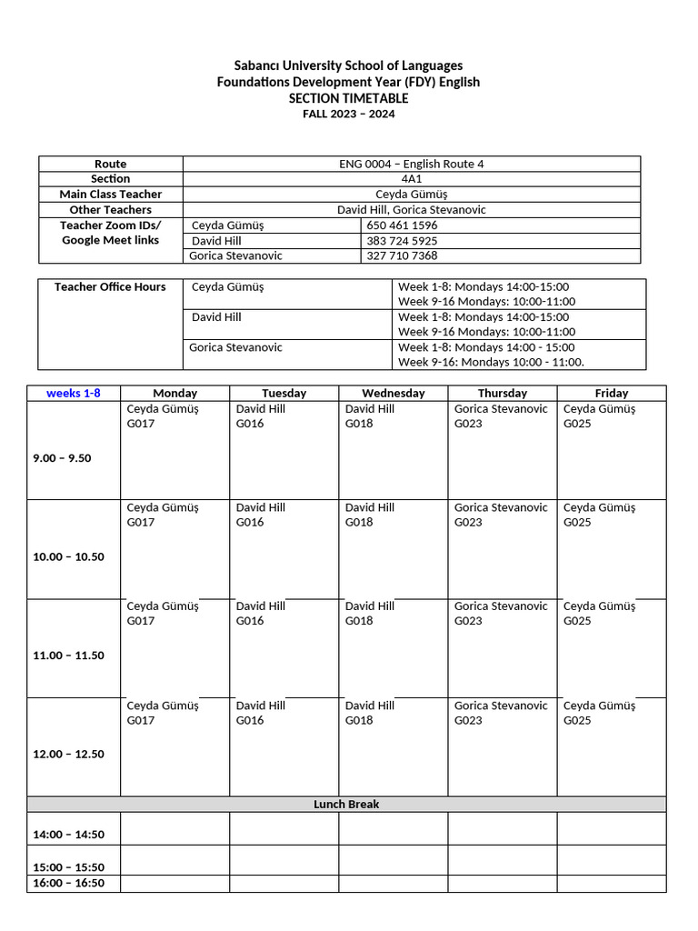 Rota 4 Timetable | PDF