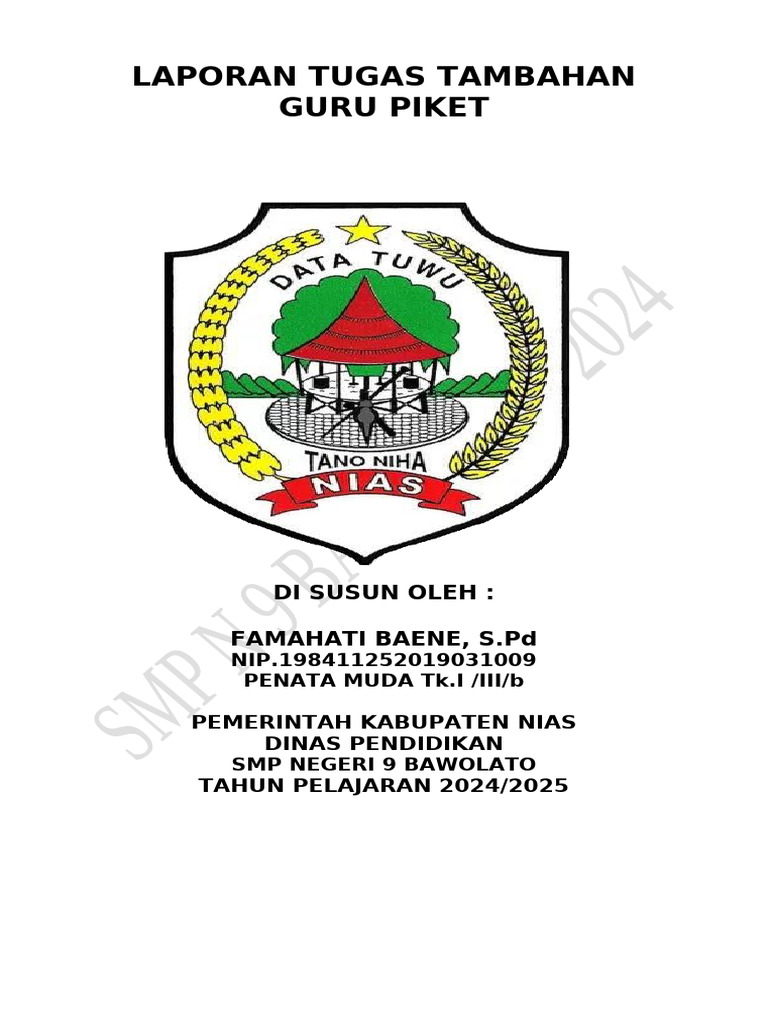 Laporan Guru Piket-2024.2025 Ganjil-Famahati Baene | PDF