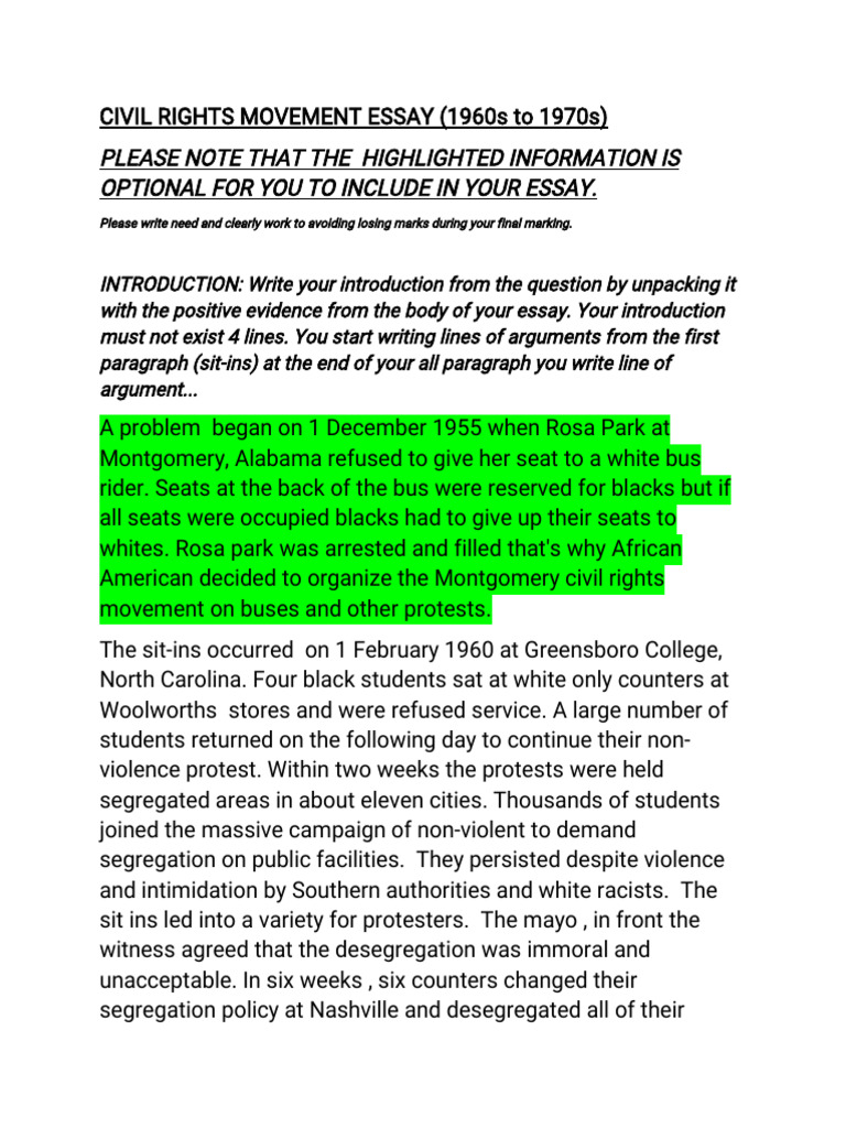 2.civil Right Movement Essay | PDF