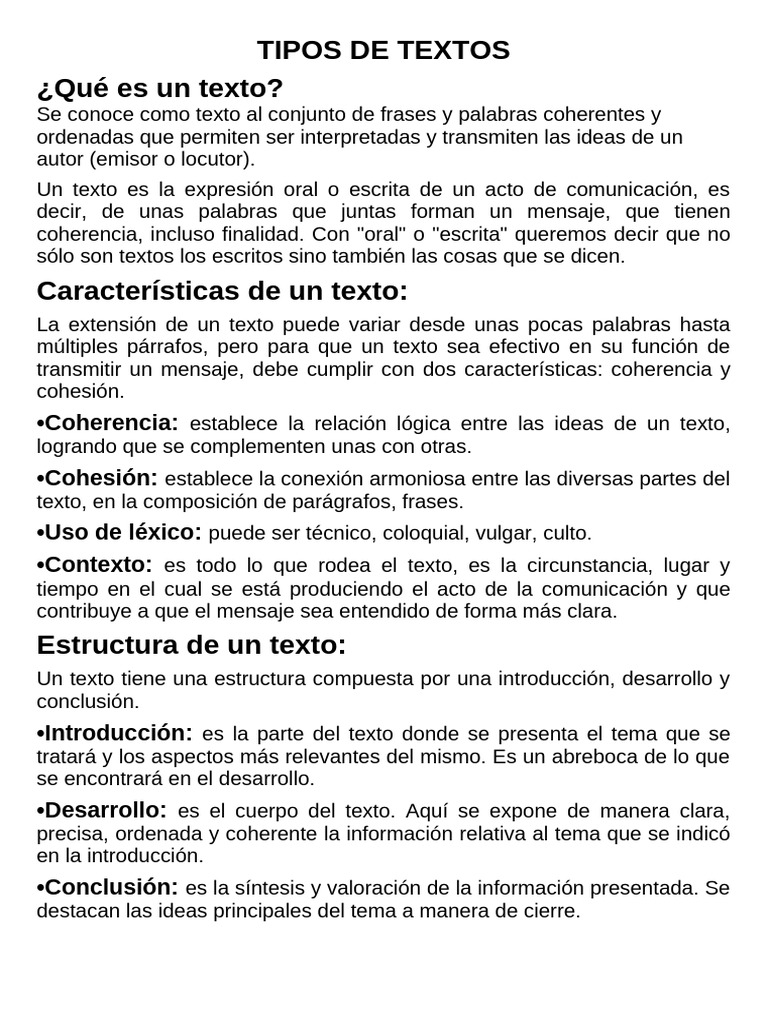 Tipos de Textos | PDF