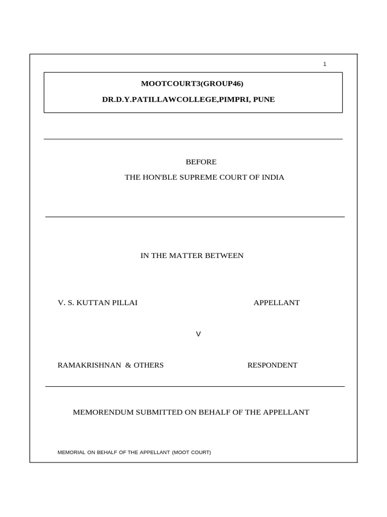 Appellant Memorial Moot | PDF