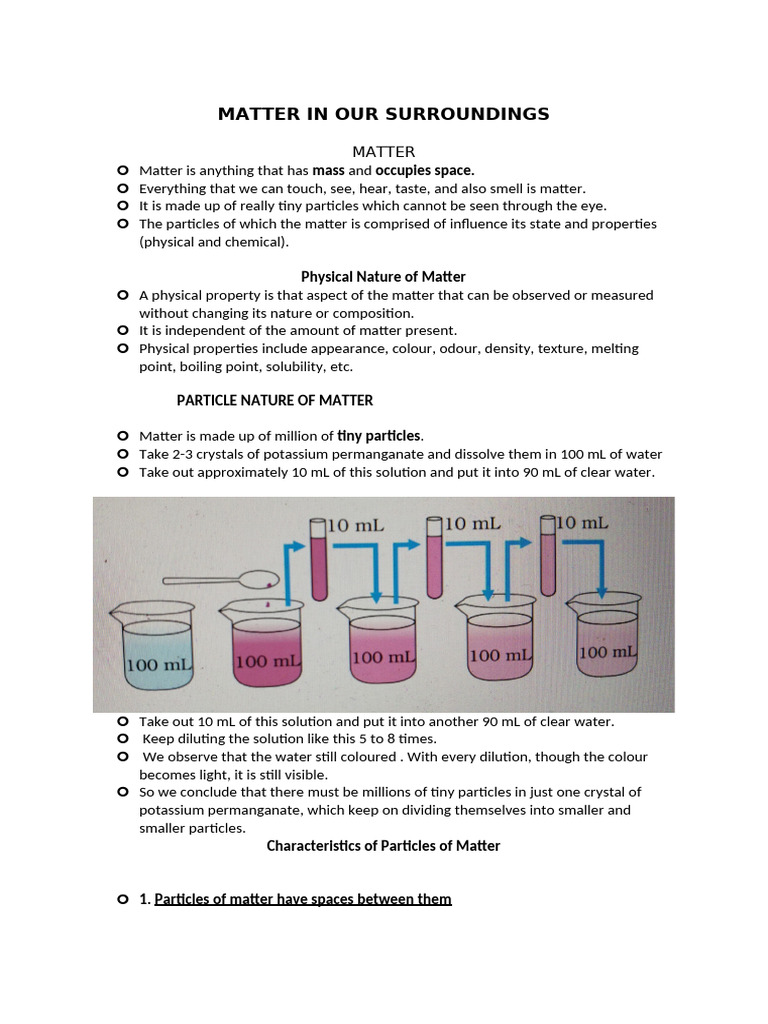Notes - Matter in Our Surrounding | PDF