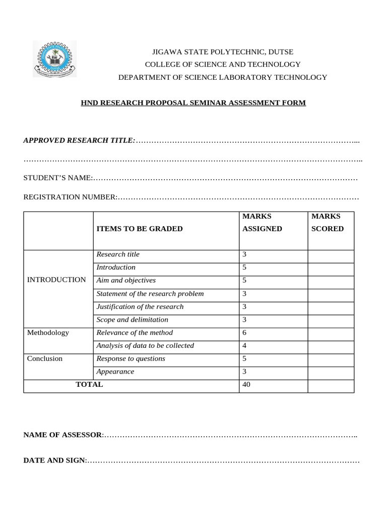 Proposal Assessement Form | PDF