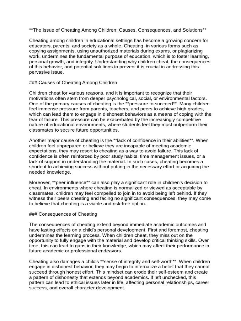 Causes and Consequences of Cheating | PDF | Self Esteem | Infidelity