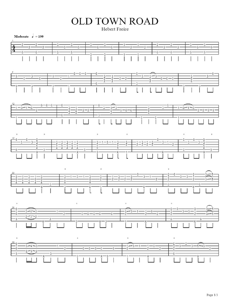 Lil Nas X - Old Town Road Fingerstyle Tabs PDF | PDF