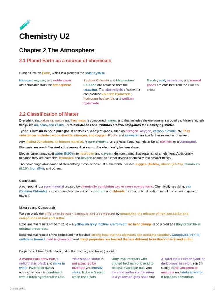 F3 Chemistry Topic 1 Unit 2 | PDF