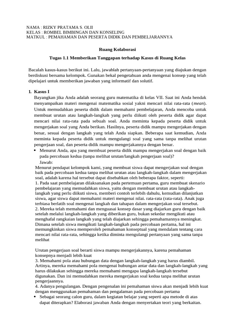 Topik 1.4 Ruang Kolaborasi Tanggapan Kasus | PDF